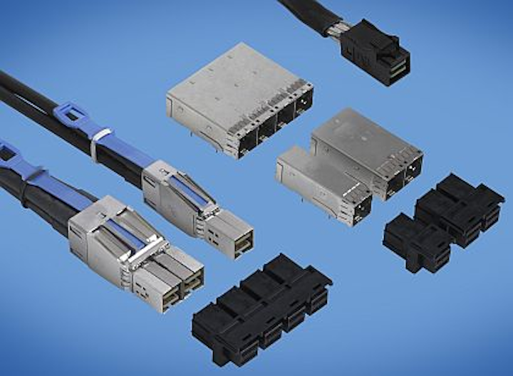 Board connectors and cable assemblies for SAS 2.1 and SAS 3.0 signaling ...