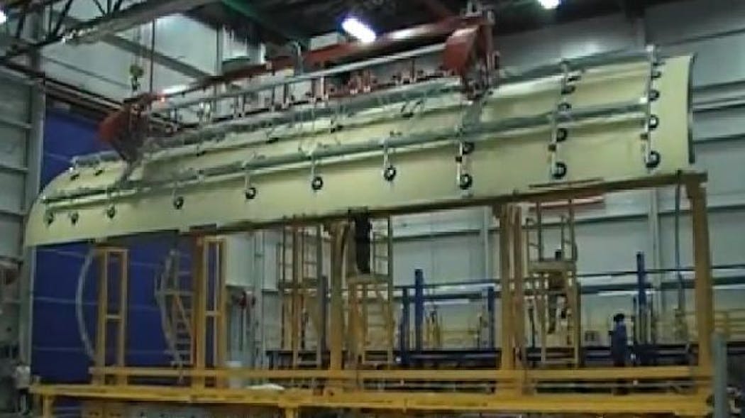 Commercial aircraft manufacturer handles various airplane fuselage ...