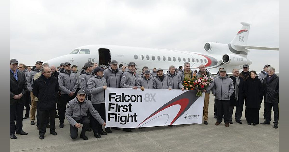 Dassault Aviation Falcon 8x Ultra Long Range Trijet Takes To The Air