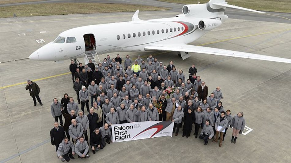 Dassault Aviation Falcon 8X ultra-long range trijet takes to the air ...