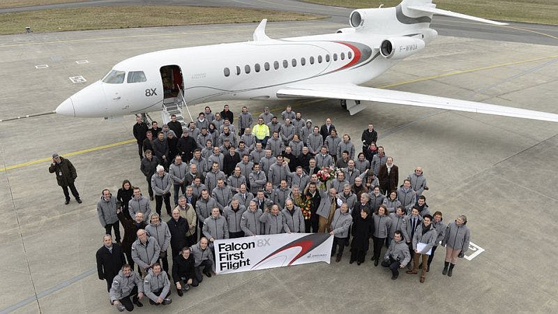 Dassault Aviation Falcon 8x Ultra Long Range Trijet Takes To The Air