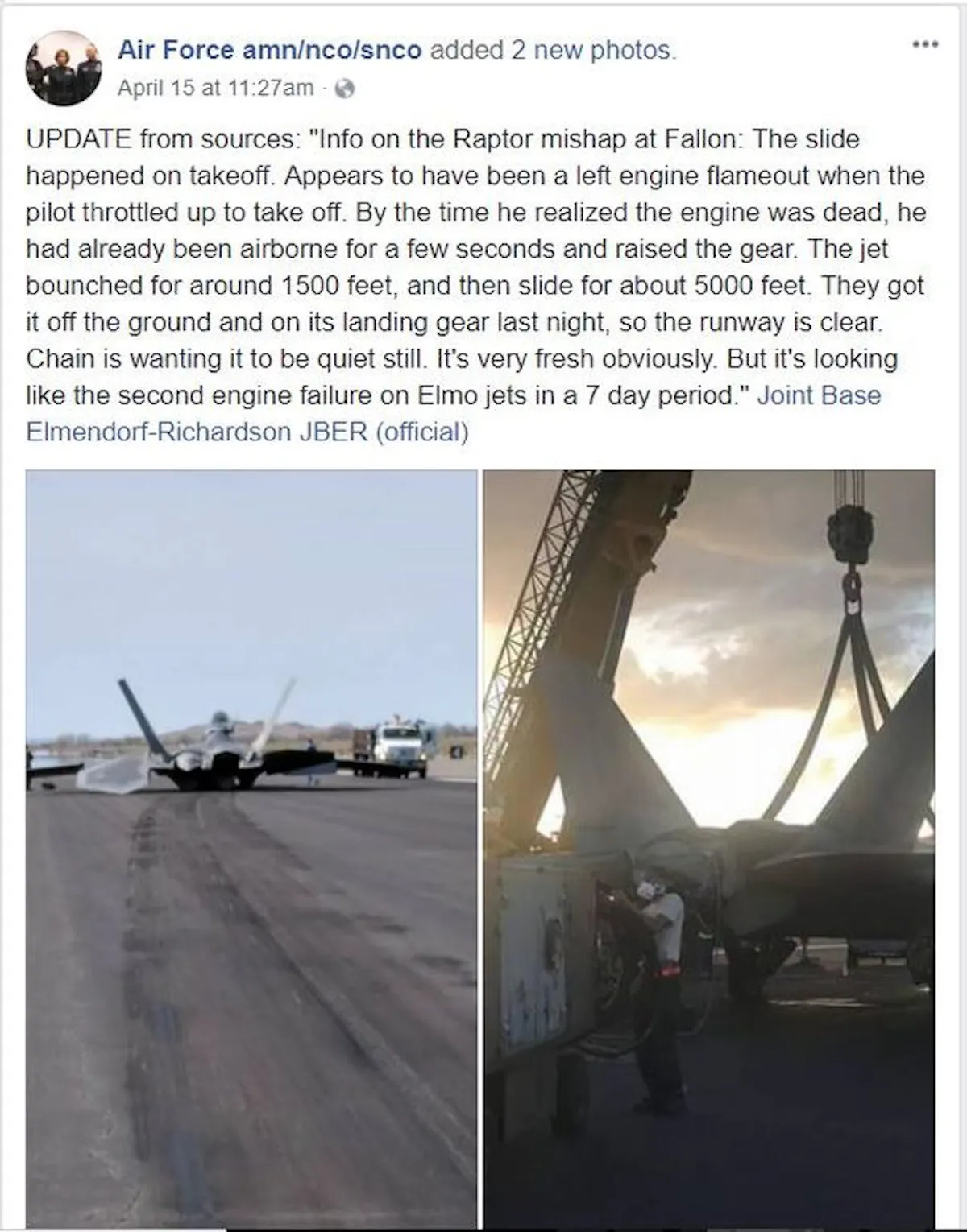 F-22A Raptor military jet suffers damage after slamming onto runway ...