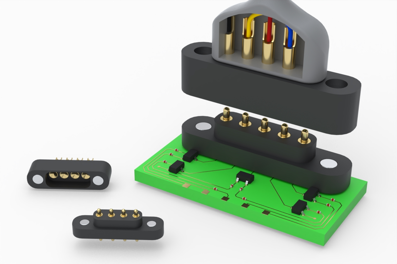 Modular connector system with machined contacts for power and signal ...