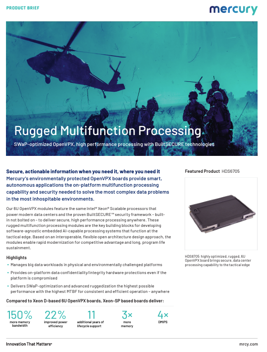 Rugged OpenVPX processing module for defense and intelligence applications introduced by Mercury ...